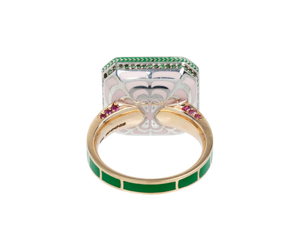 Alice Cicolini Silver Tile Imperial Rose Quartz Ring