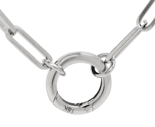 Foundrae White Gold Classic Fob Clip Chain with Chubby Annex Link Necklace