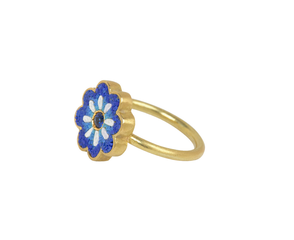 Le Sibille Blue Micromosaic Flower Ring