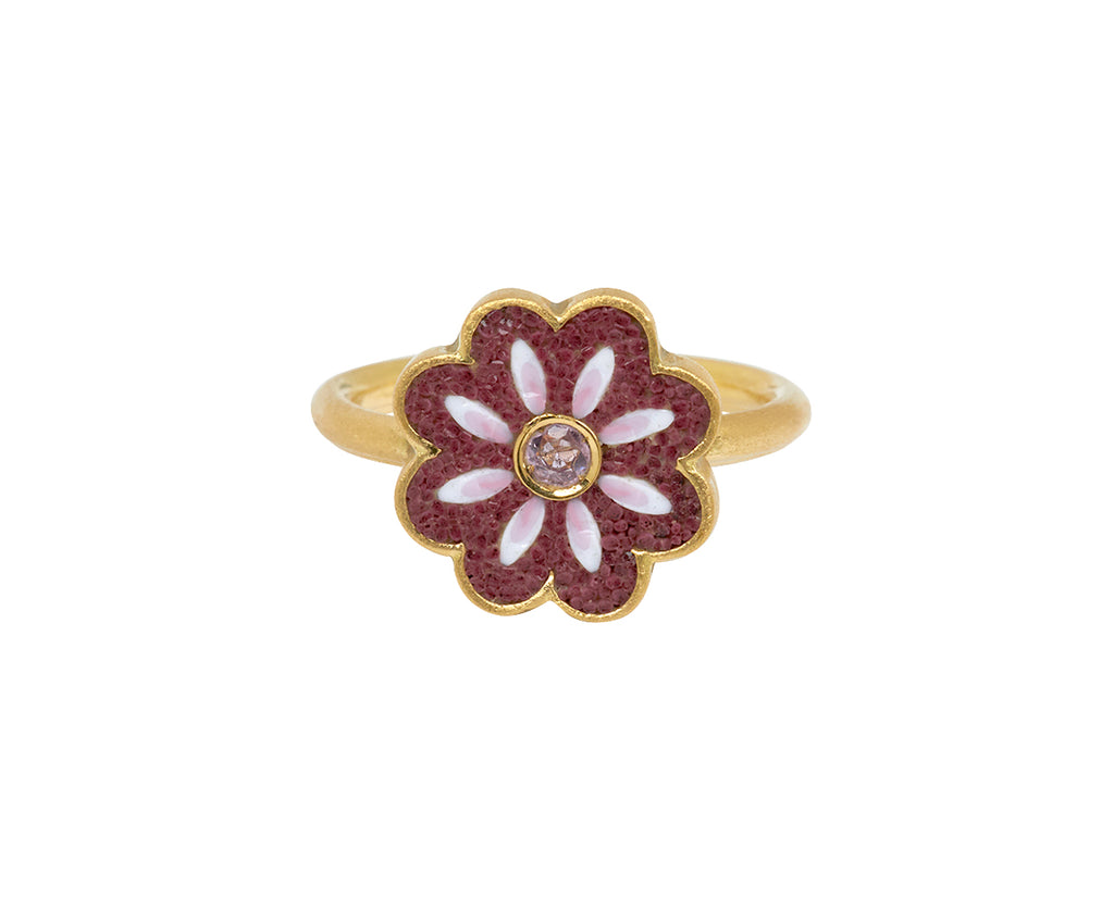 Le Sibille Pink Micromosaic and Sapphire Ring