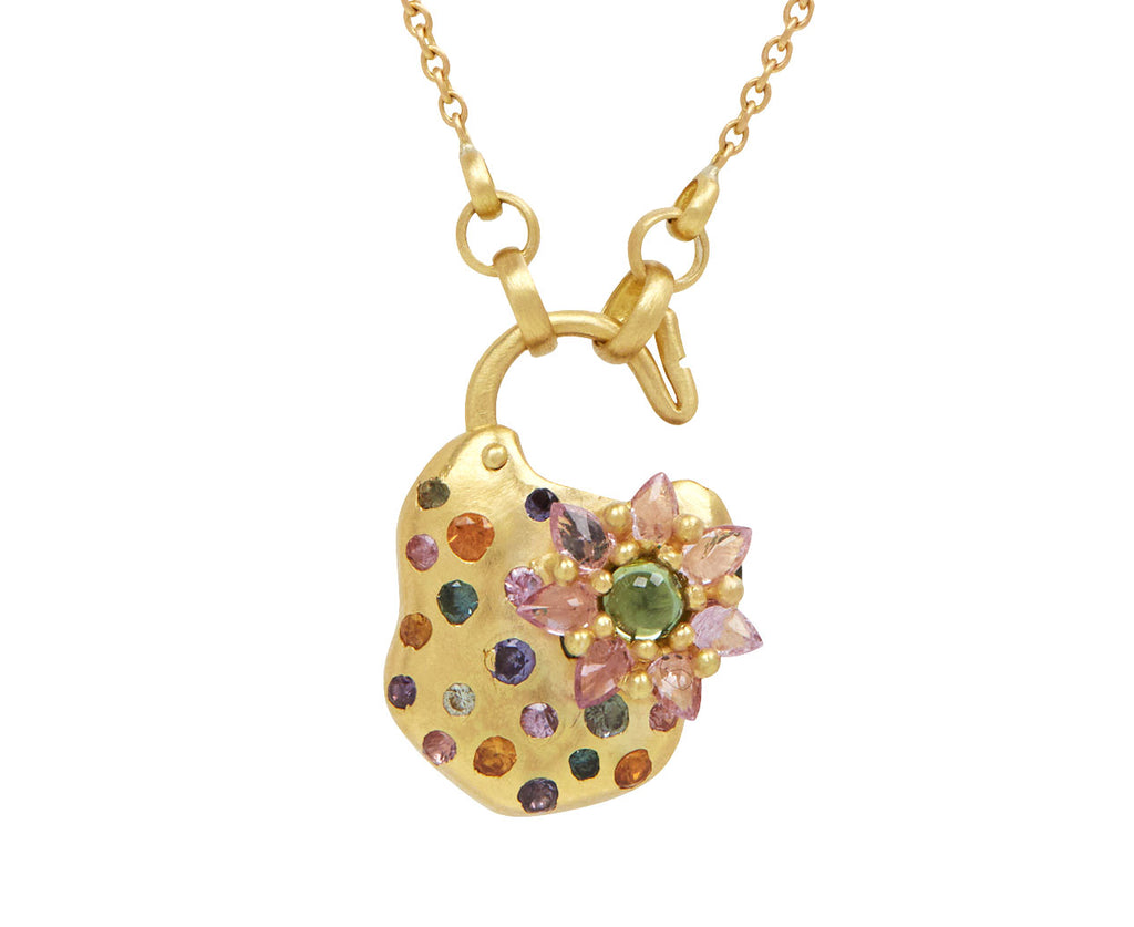 Polly Wales Small Single Daisy Confetti Padlock Pendant Necklace