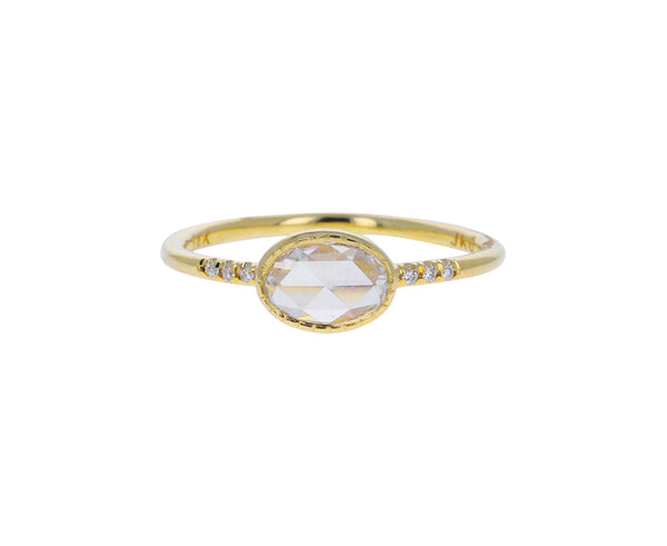 Oval Rose Cut Diamond Equilibrium Ring